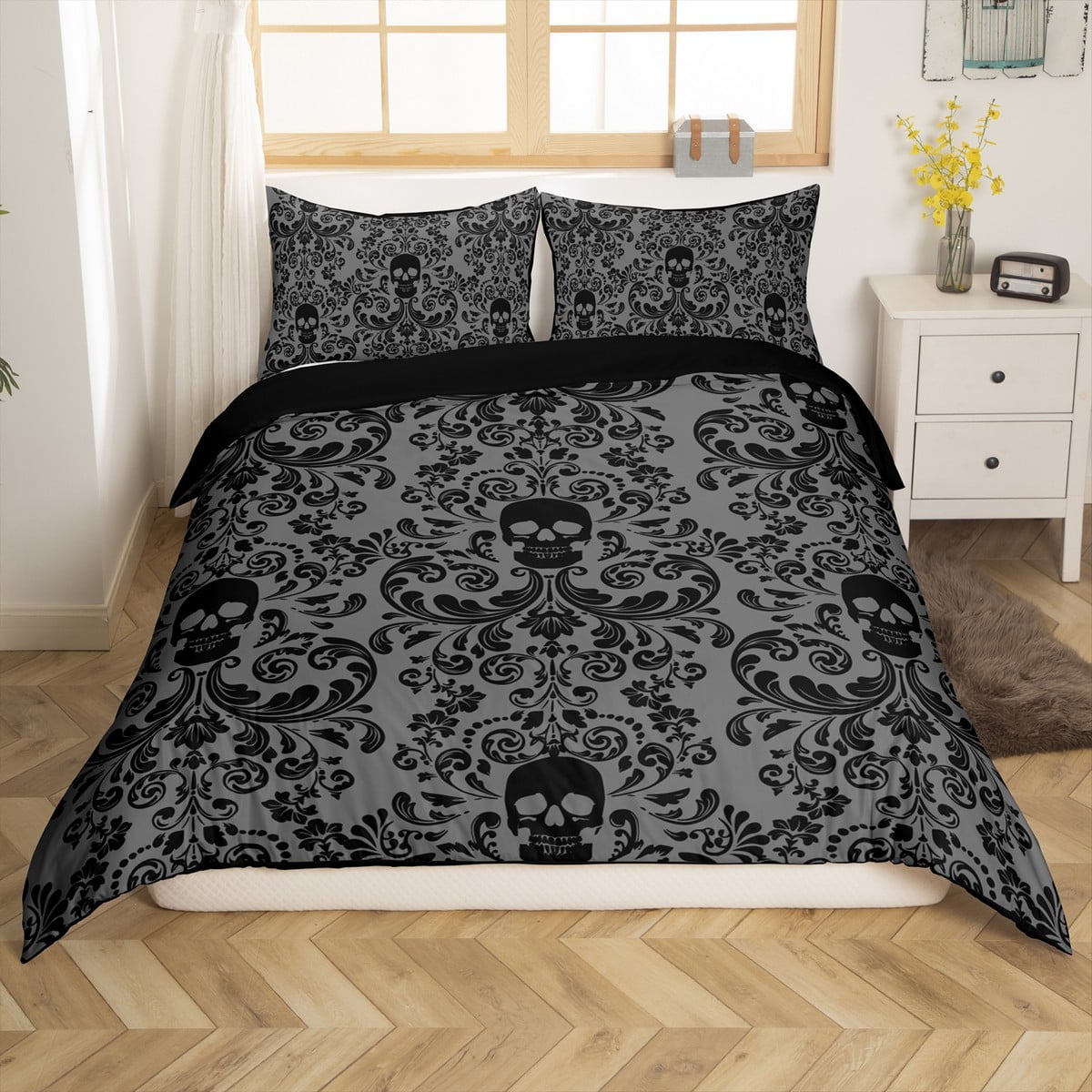 Damask Gothic Bedding Set Adults Antique Victorian Duvet Cover Full ...