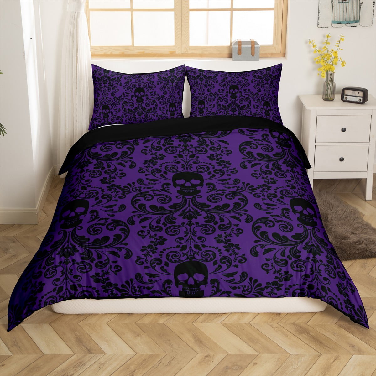 Damask Gothic Bedding Set Adults Antique Victorian Duvet Cover,Purple ...