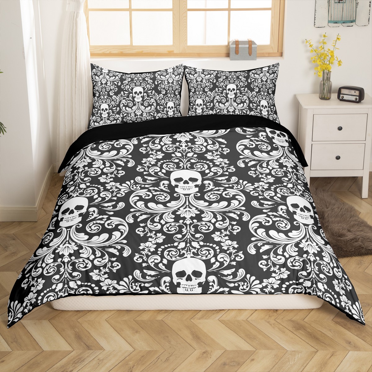 Damask Gothic Bedding Set Adults Antique Victorian Duvet Cover Twin ...