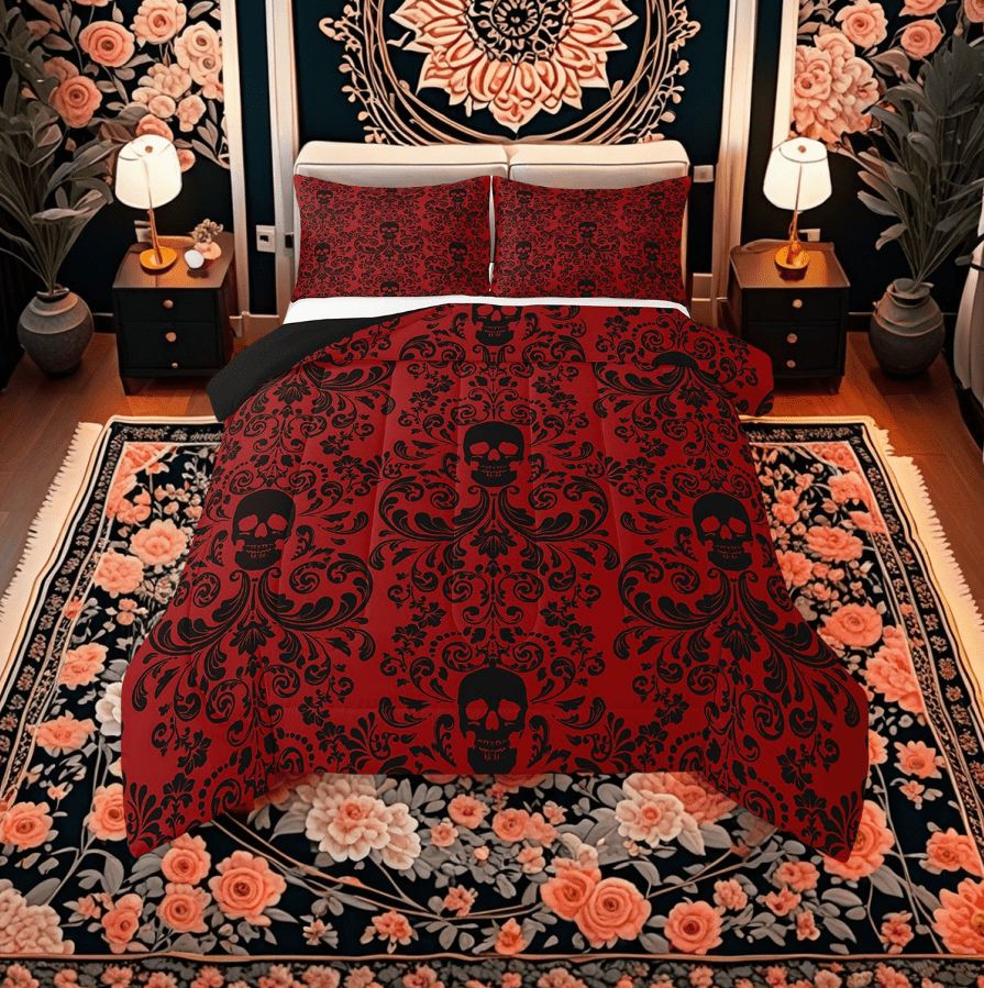 Damask Gothic Comforter Set Adults Antique Victorian Bedding Set Full ...