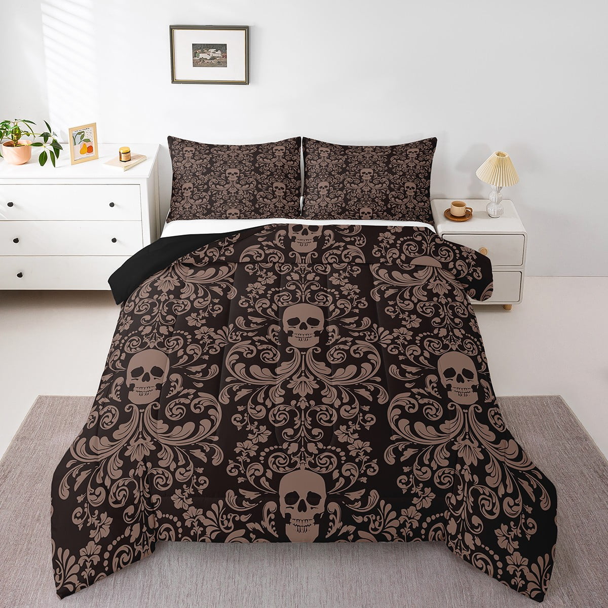 Damask Gothic Comforter Set Adults Antique Victorian Bedding Set King ...