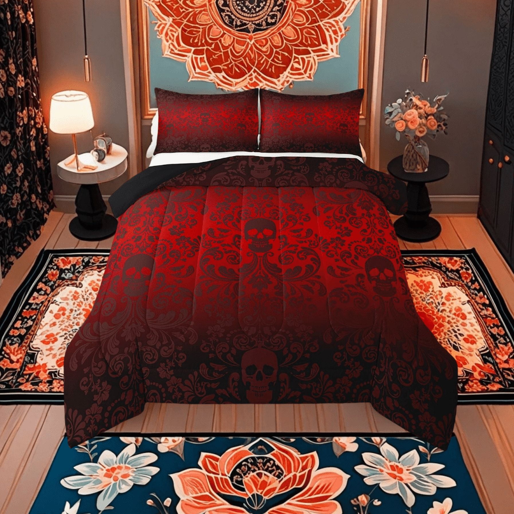 Damask Gothic Comforter Set Adults Antique Victorian Bedding Set King ...