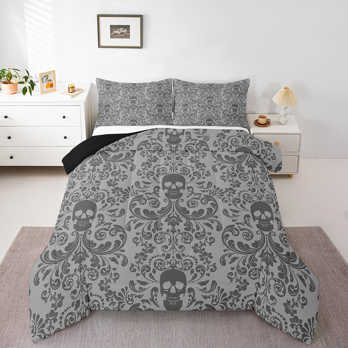 Damask Gothic Comforter Set Adults Antique Victorian Bedding Set King ...