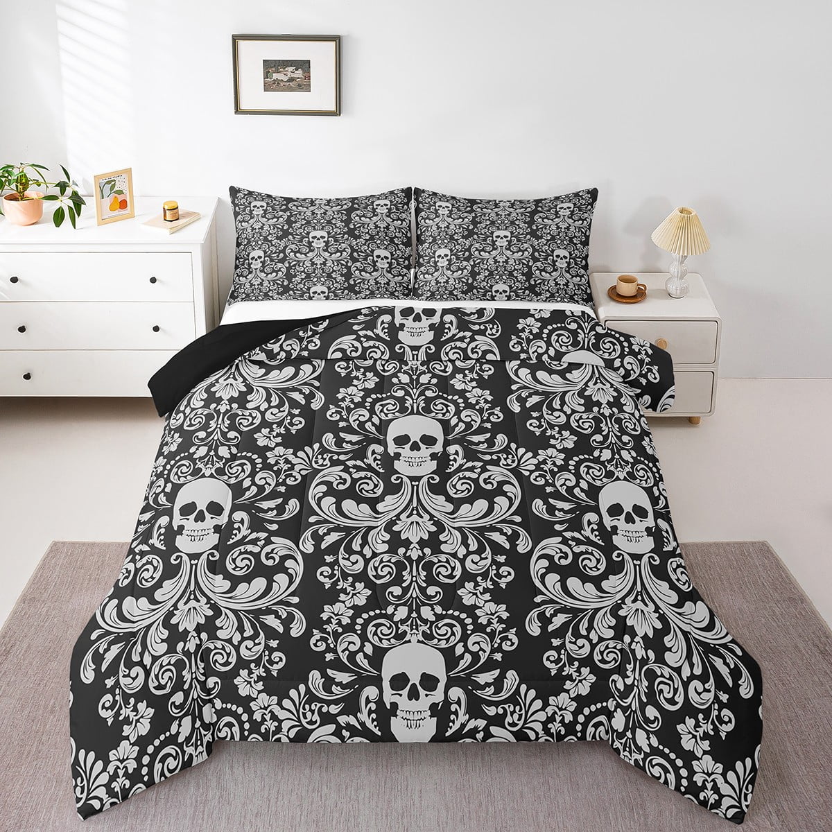 Damask Gothic Comforter Set Adults Antique Victorian Bedding Set Queen ...
