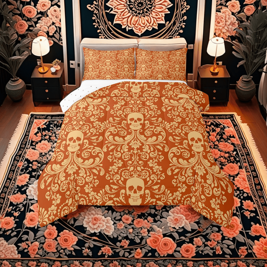Damask Gothic Comforter Set Adults Antique Victorian Bedding Set Queen ...