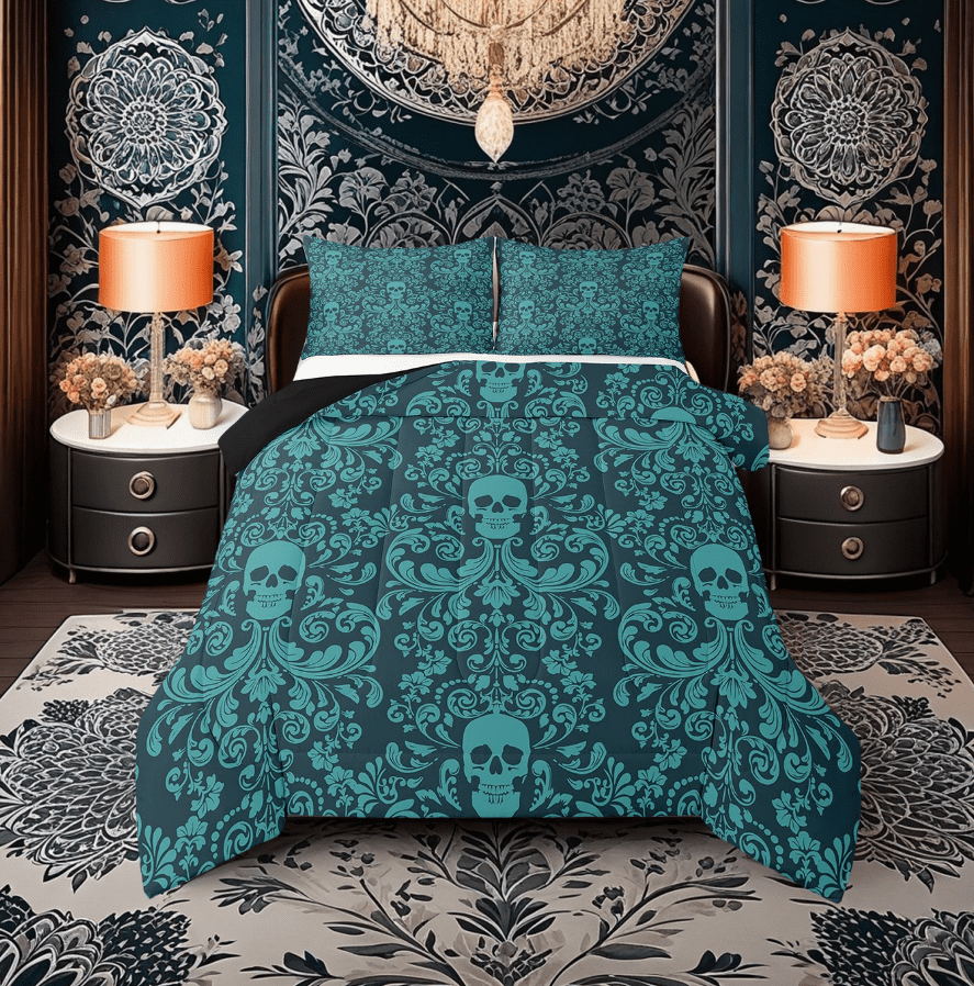 Damask Gothic Comforter Set Adults Antique Victorian Bedding Set Queen ...