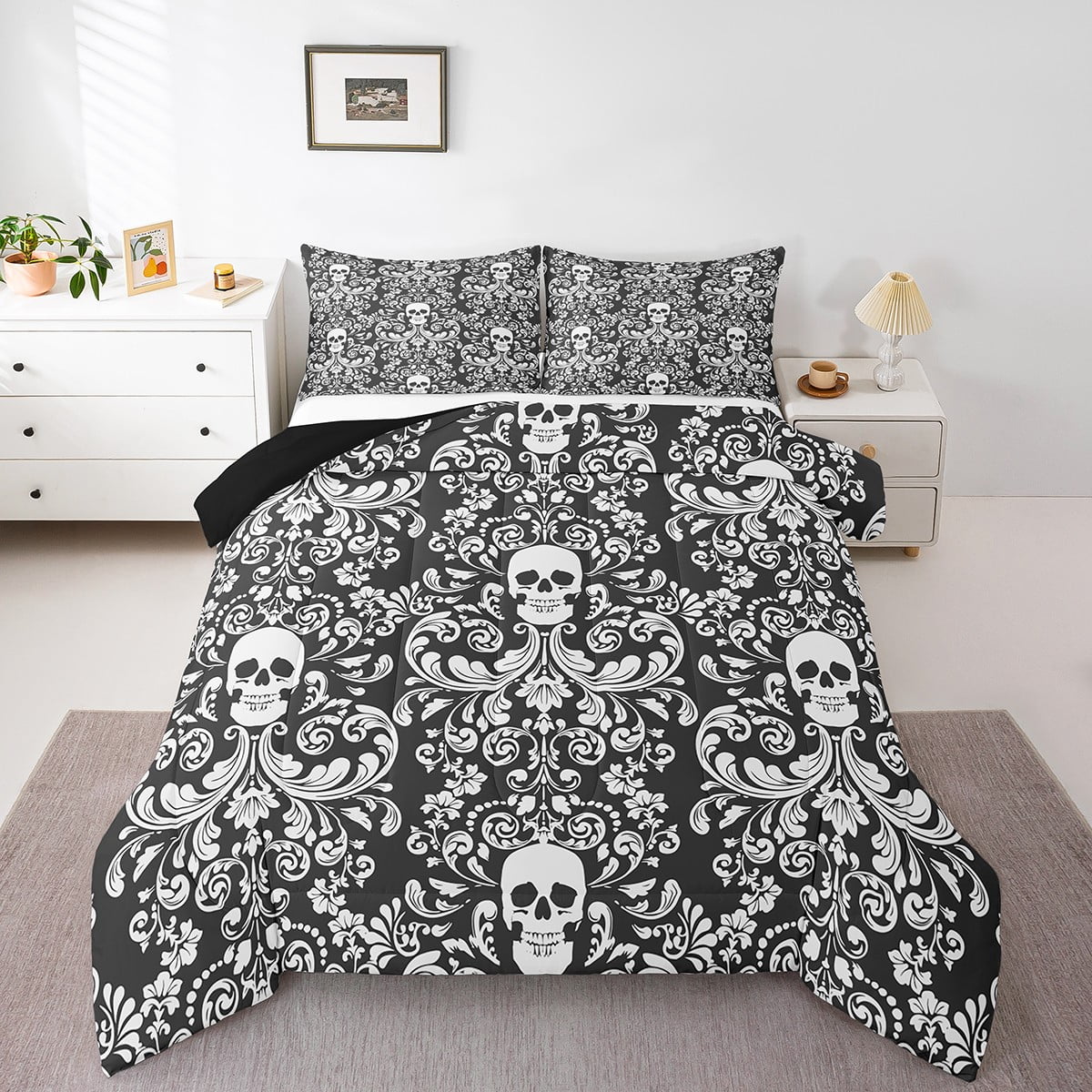 Damask Gothic Comforter Set Adults Antique Victorian Bedding Set King ...