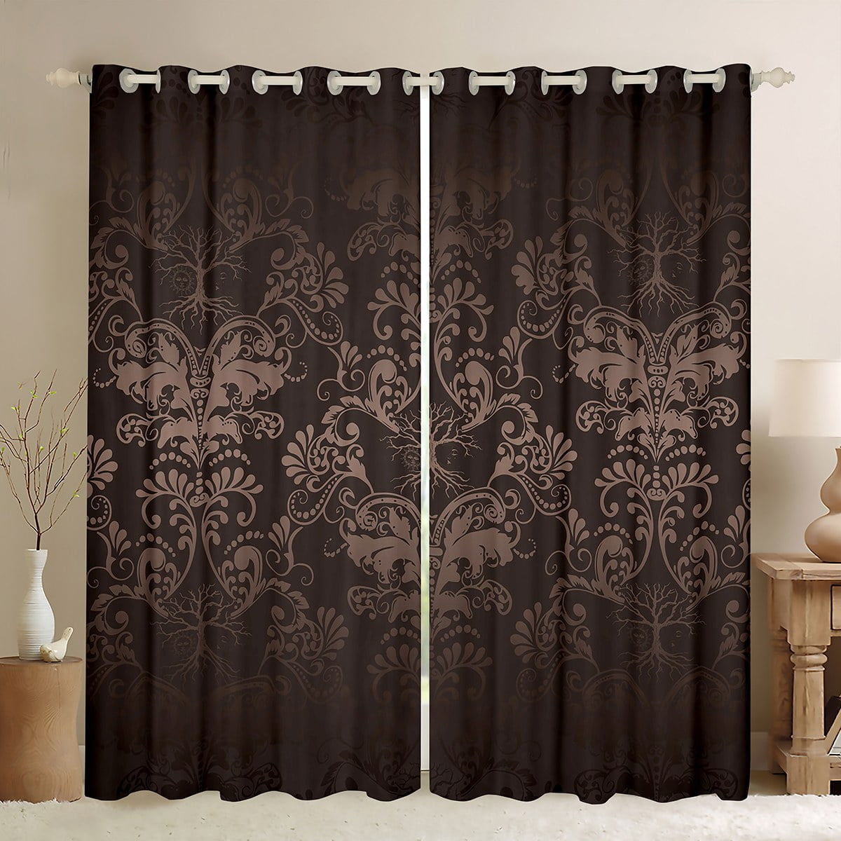 Damask Gothic Curtains Antique Victorian 30%-50% Blackout Curtains 2 ...