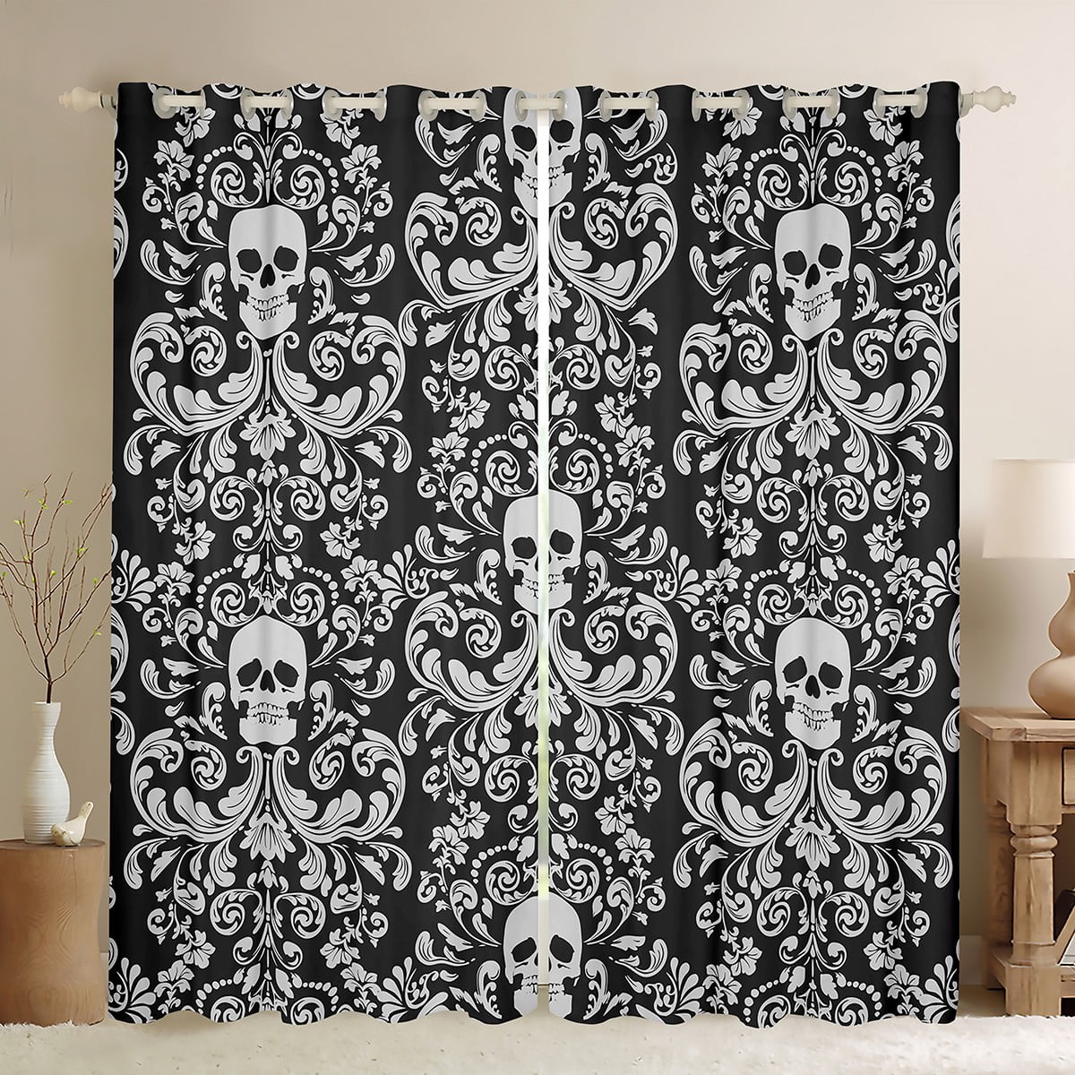 Damask Gothic Curtains Antique Victorian 30%-50% Blackout Curtains 2 ...