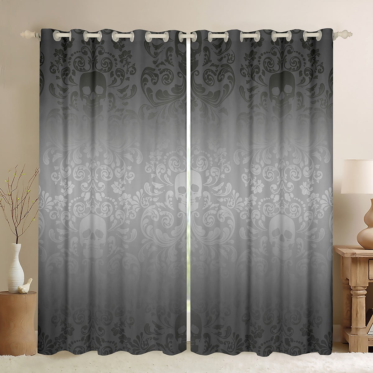 Damask Gothic Curtains Antique Victorian 30%-50% Blackout Curtains 2 ...