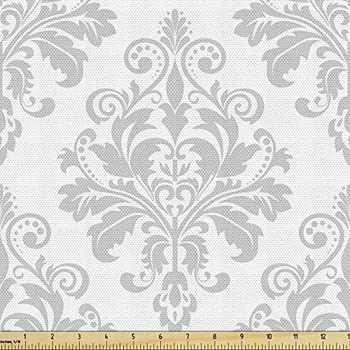 Damask Grey Fabric By The Yard, Antique Baroque Pattern Of Continuous ...