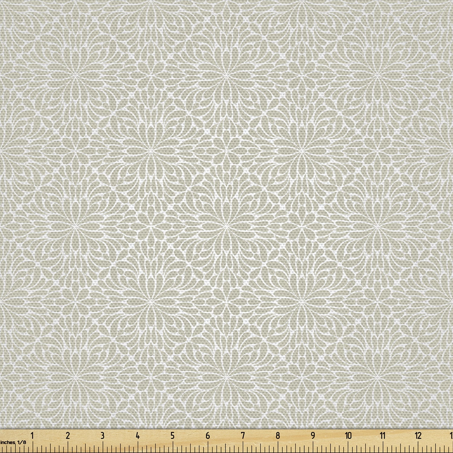 Ambesonne Damask Grey Fabric by the Yard Upholstery, Flourish Leafy ...