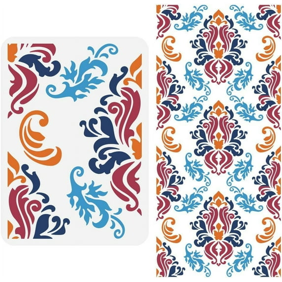 Damask Painting Stencil 8.3x11.7inch Reusable Vintage Damask Pattern ...