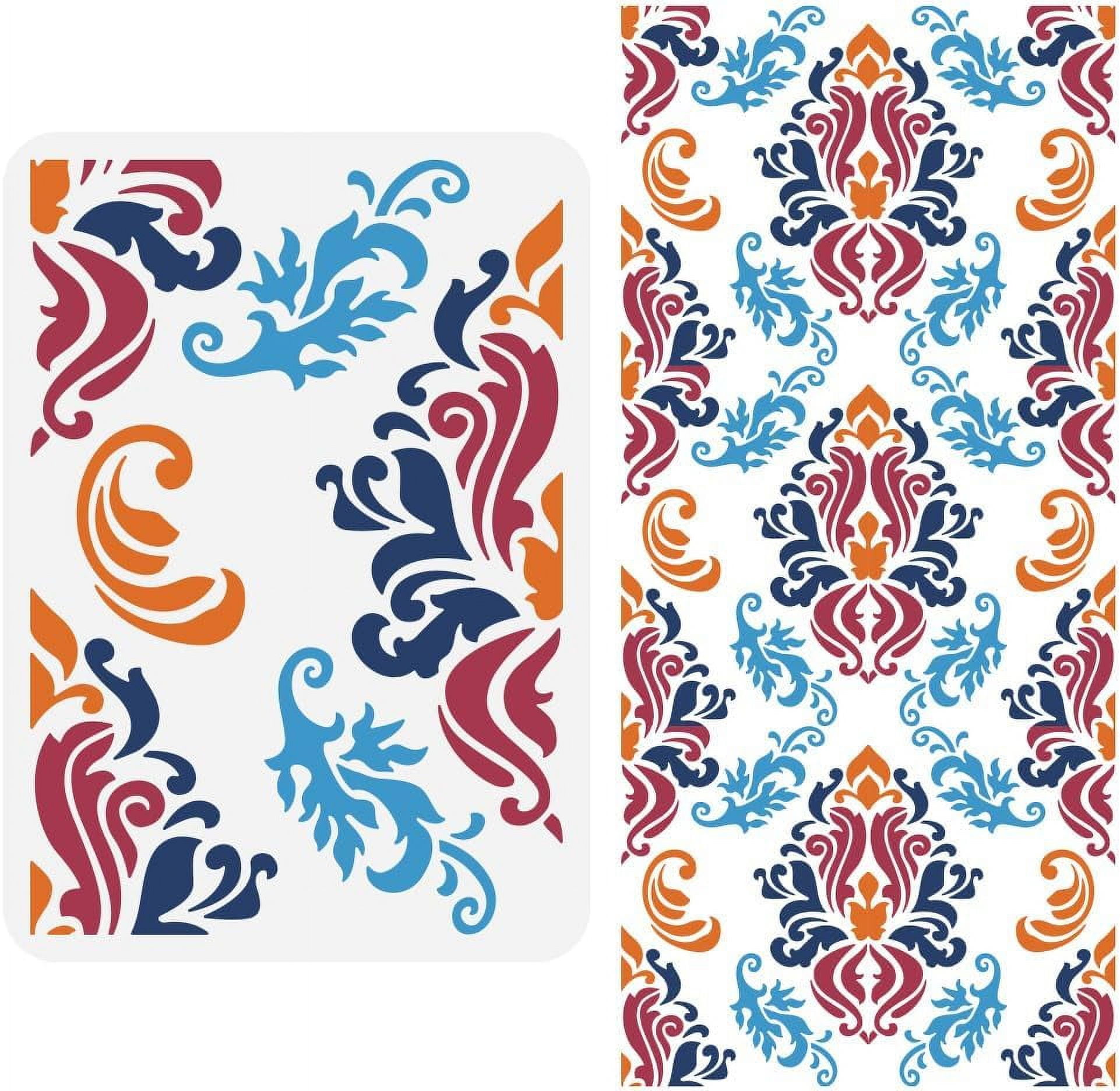 Damask Painting Stencil 8.3x11.7inch Reusable Vintage Damask Pattern ...