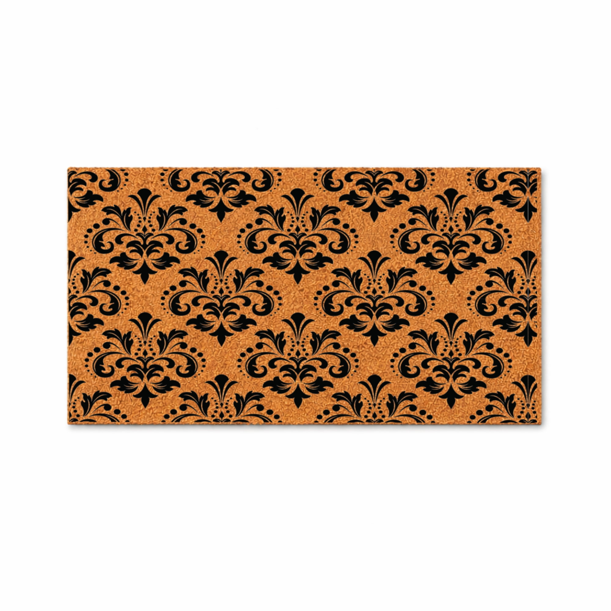 Damask Pattern Doormat, Black Ornate Floral Print, Welcome Door Mat ...