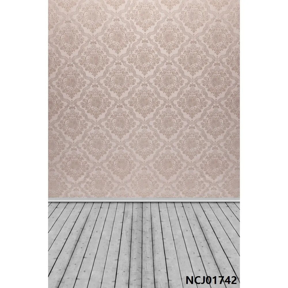 Damask Pattern Wall Wooden Floor Portrait Photography Backgrounds ...