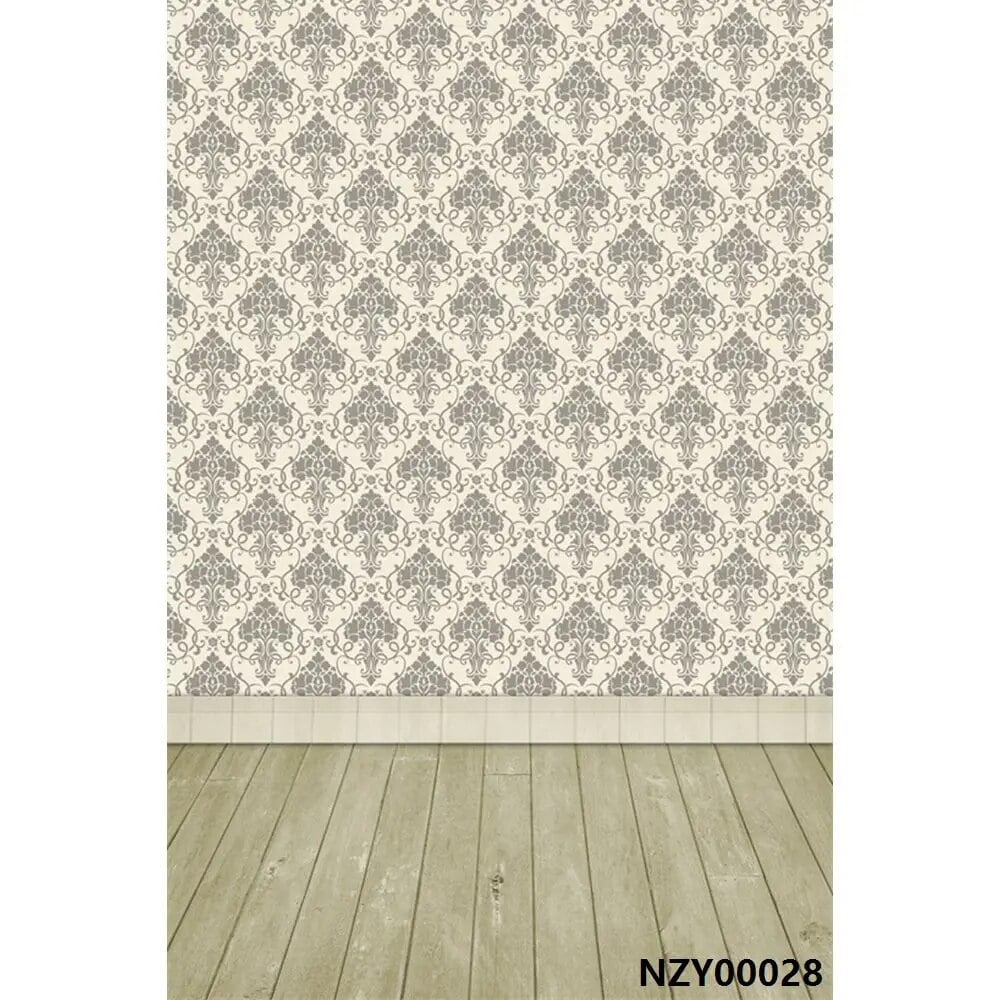 Damask Pattern Wall Wooden Floor Portrait Photography Backgrounds ...