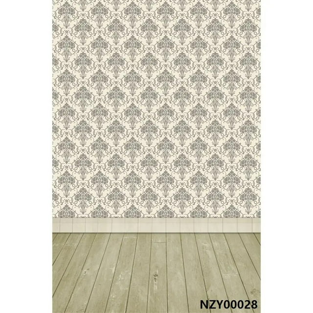 Damask Pattern Wall Wooden Floor Portrait Photography Backgrounds ...