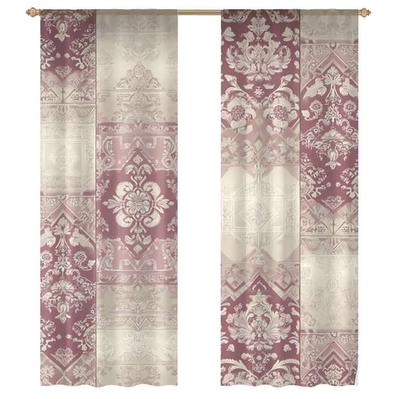 Damask Patterned Fabric Design Tulle Curtains For Living Room Chiffon ...