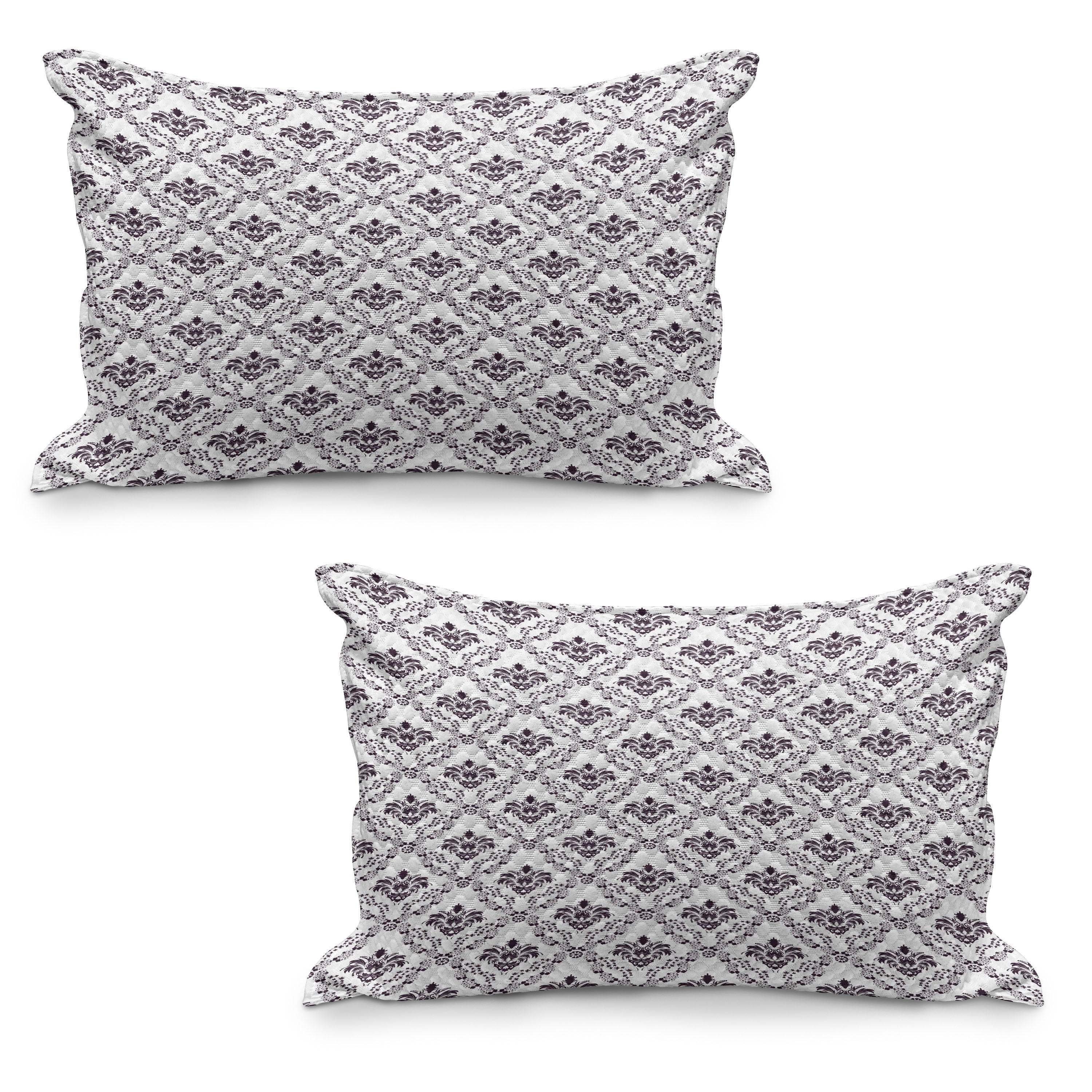 Damask Quilted Pillowcover Set of 2, Traditional Complex Chained Double ...