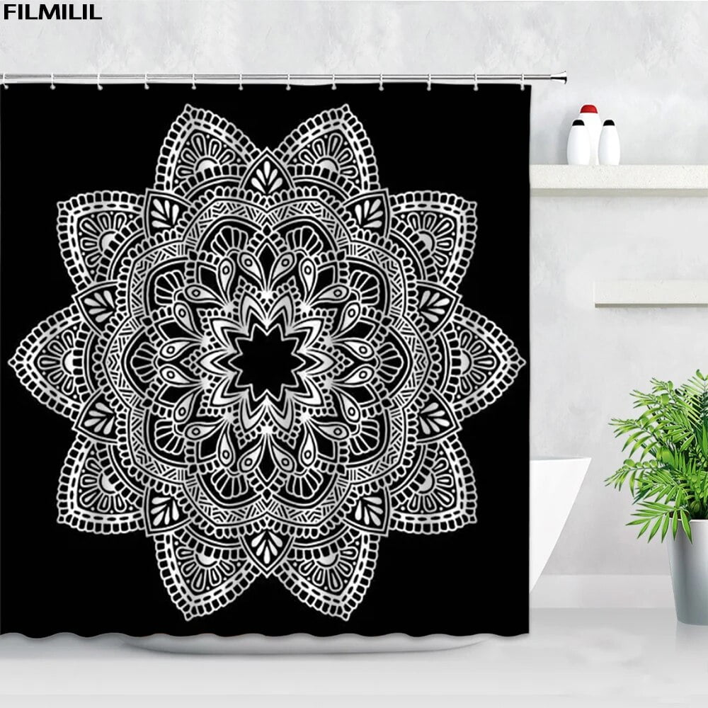 Damask Shower Curtain Antique Baroque Pattern Mild Ombre Shade Gothic