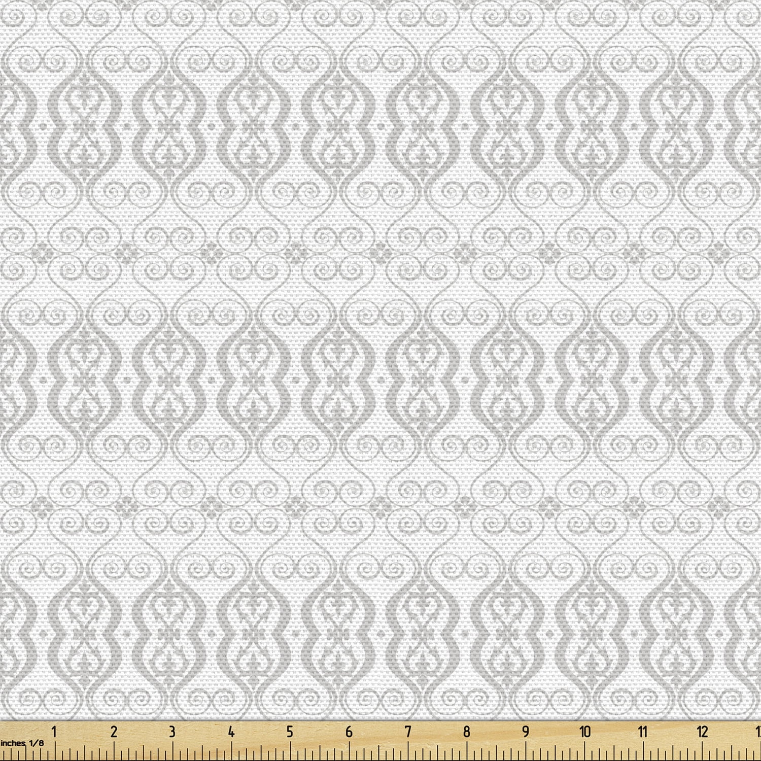 Ambesonne Damask Fabric by the Yard Upholstery, Abstract Curvy Lines ...