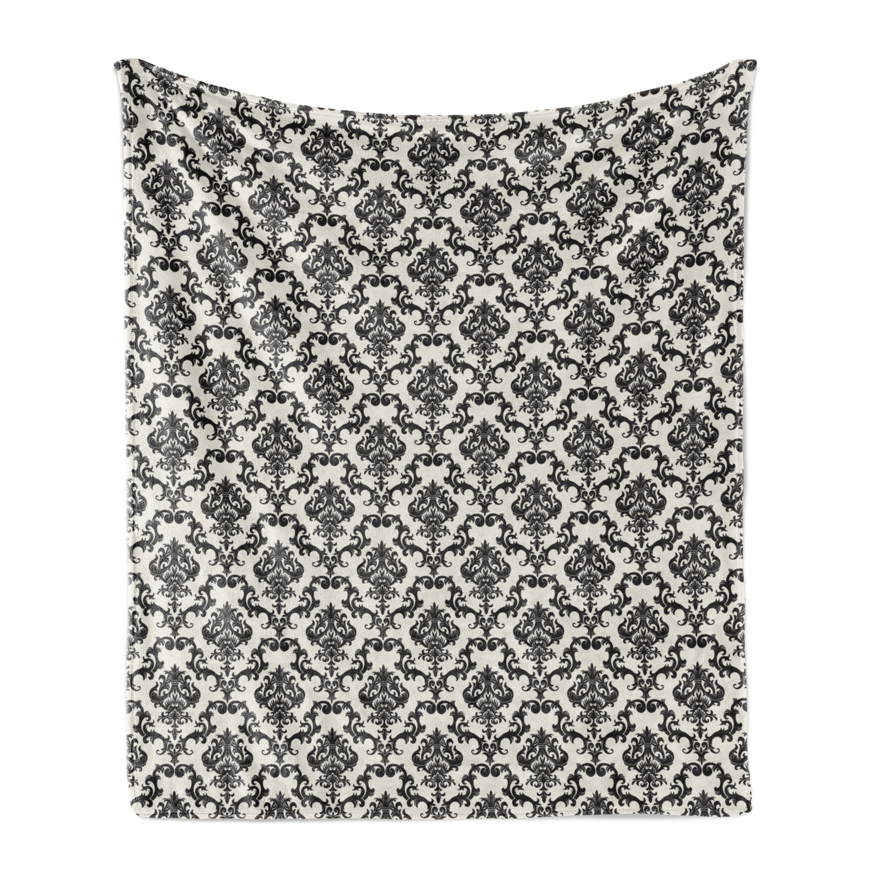 Damask Soft Flannel Fleece Throw Blanket, Contemporary Western Damask ...