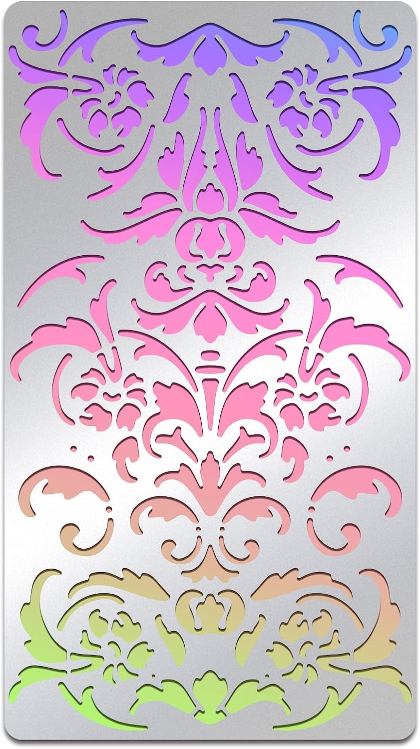 Damask Stainless Steel Stencils 7x4 inch Reusable Rectangular Frame for ...