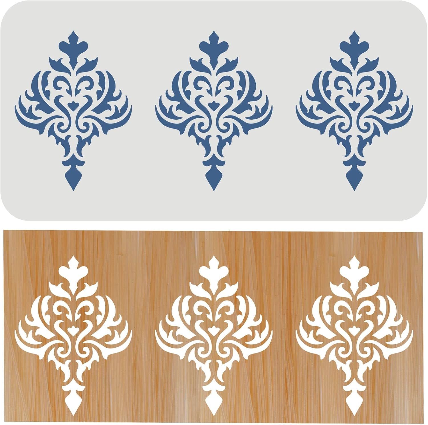 Damask Stencil 11.8x5.9 inch Classic Wall Borders Damask Stencil ...