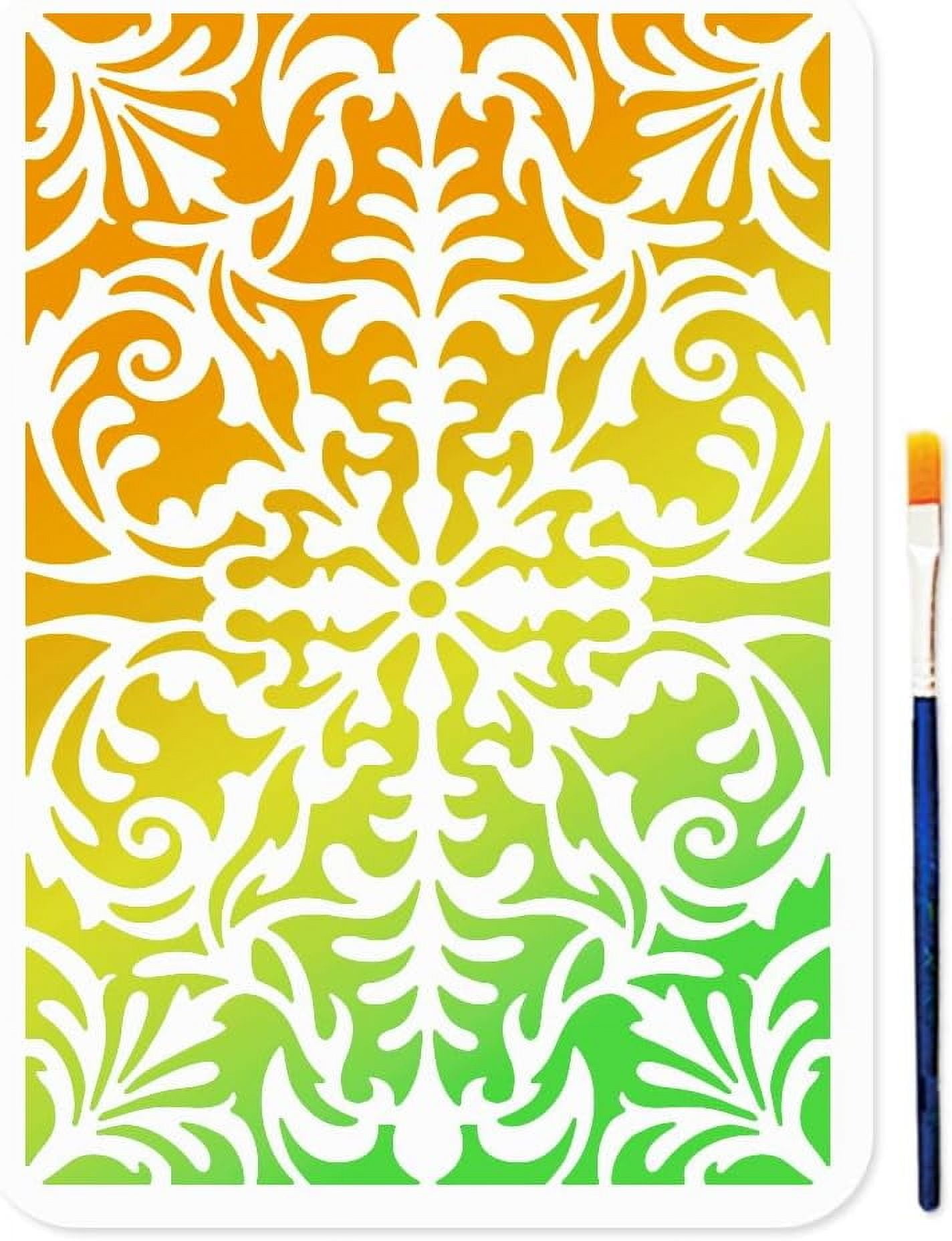 Damask Stencil Floral Background Stencils 11.7x8.3inch Flower Texture ...