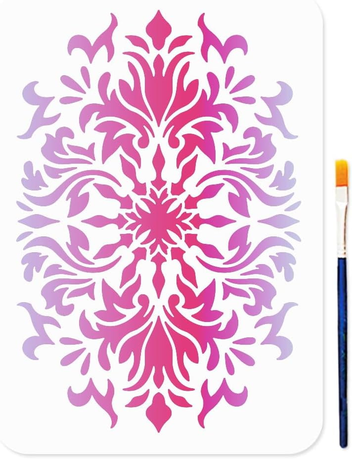 Damask Stencil Damask Floral Background Stencils 11.7x8.3inch Floral ...