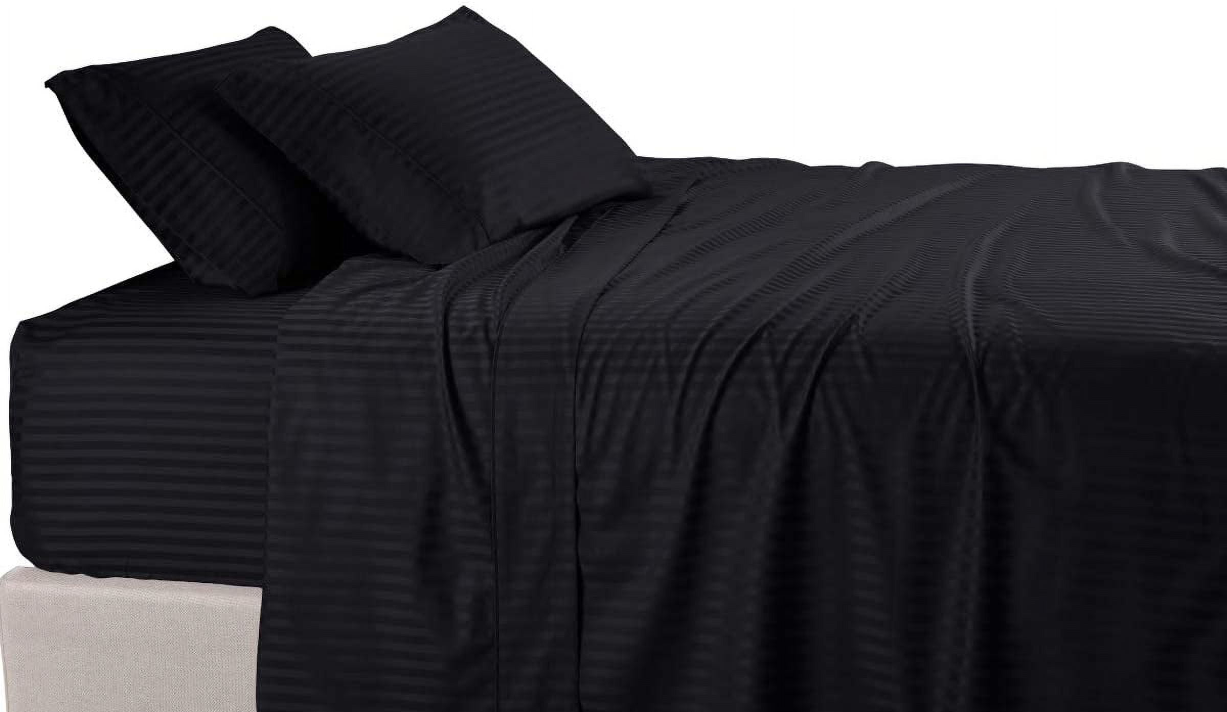 Damask Striped 600-Thread-Count 100-Percent Cotton Full 4PC Bed Sheets ...