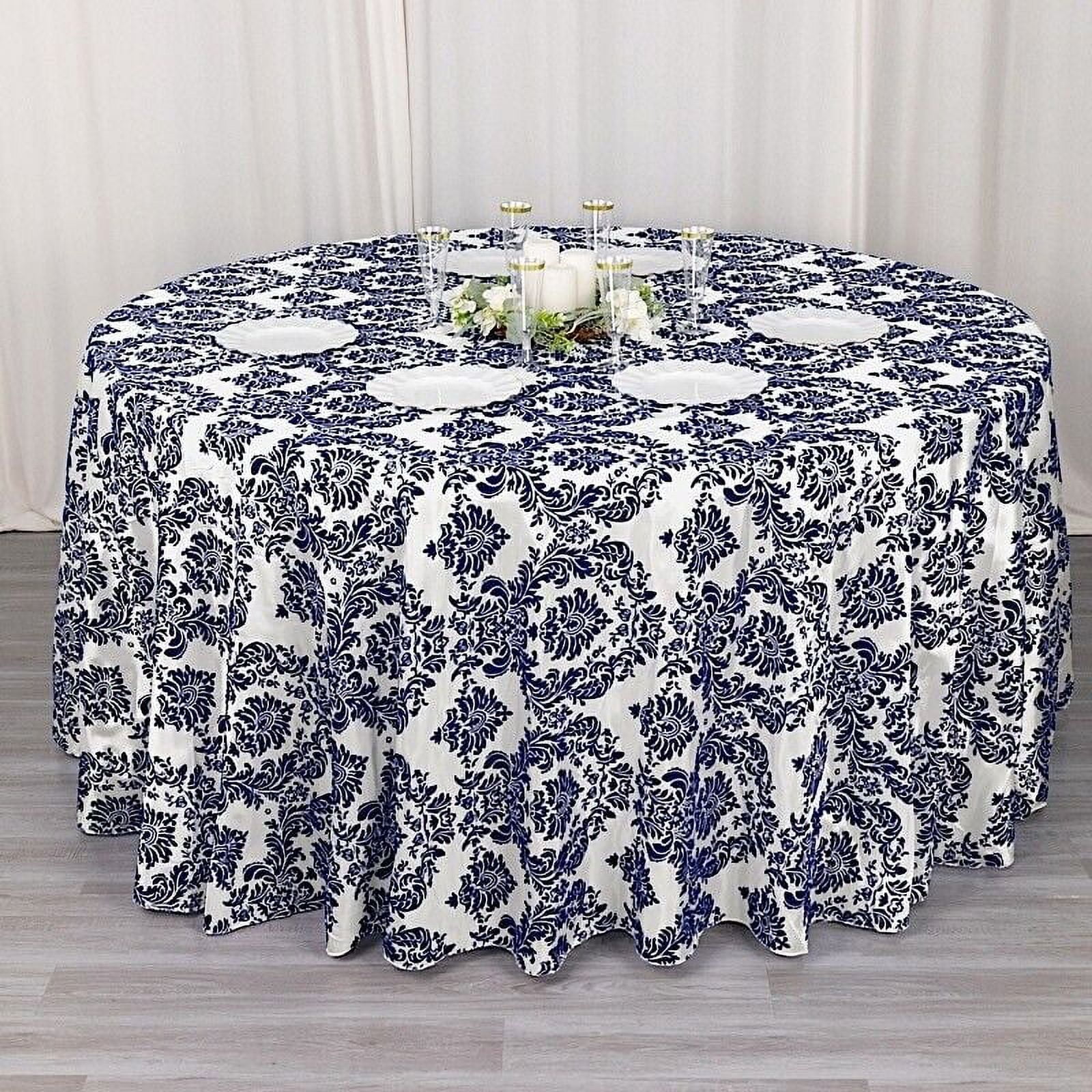 Damask Taffeta Round TABLECLOTH Velvet Flocking Party Event Decorations ...