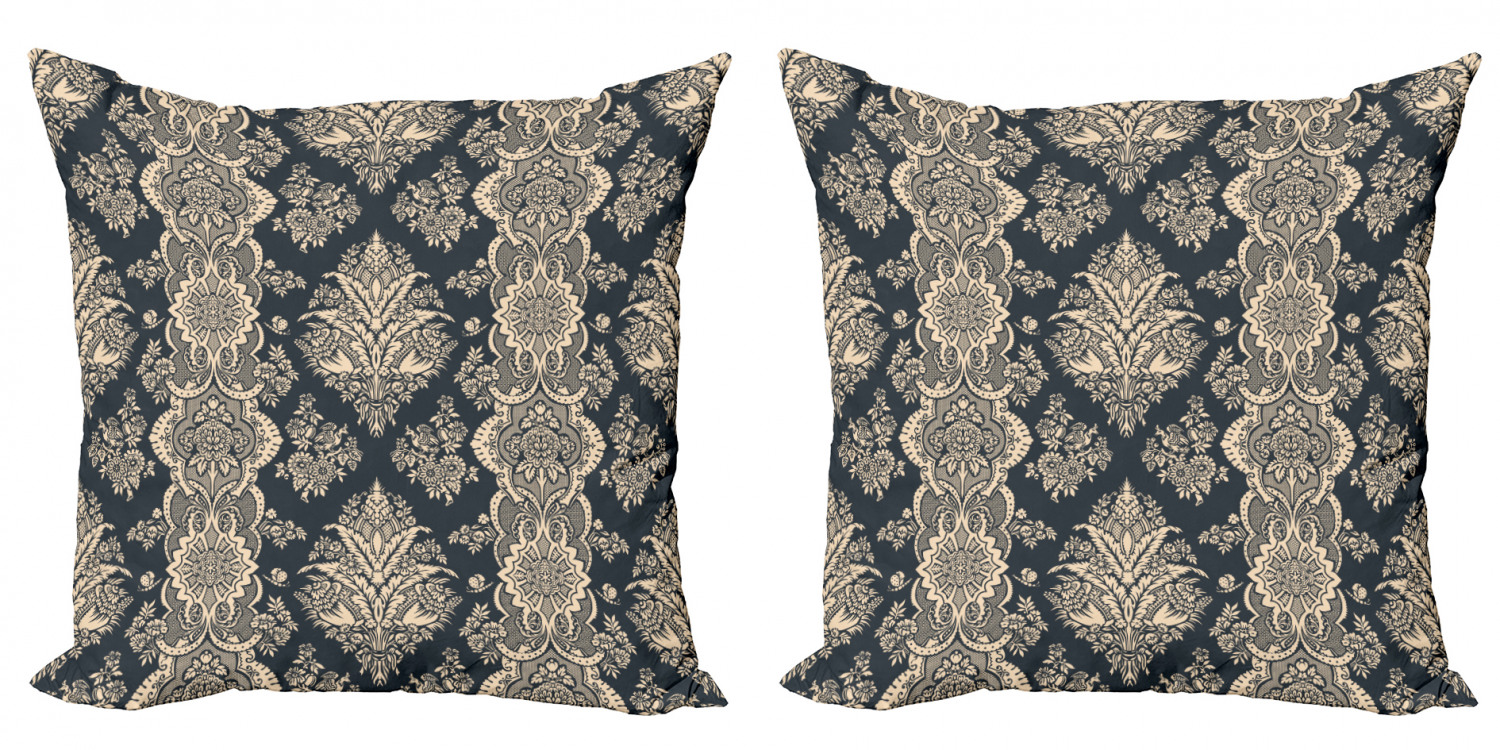 Ambesonne Damask Throw Pillow Cover 2 Pack, Victorian Baroque Style, 18 ...