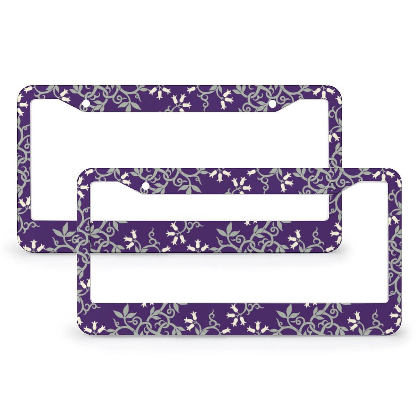 Damask Traditional Floral License Plate Frames 2 Pcs Set Classy Elegant ...