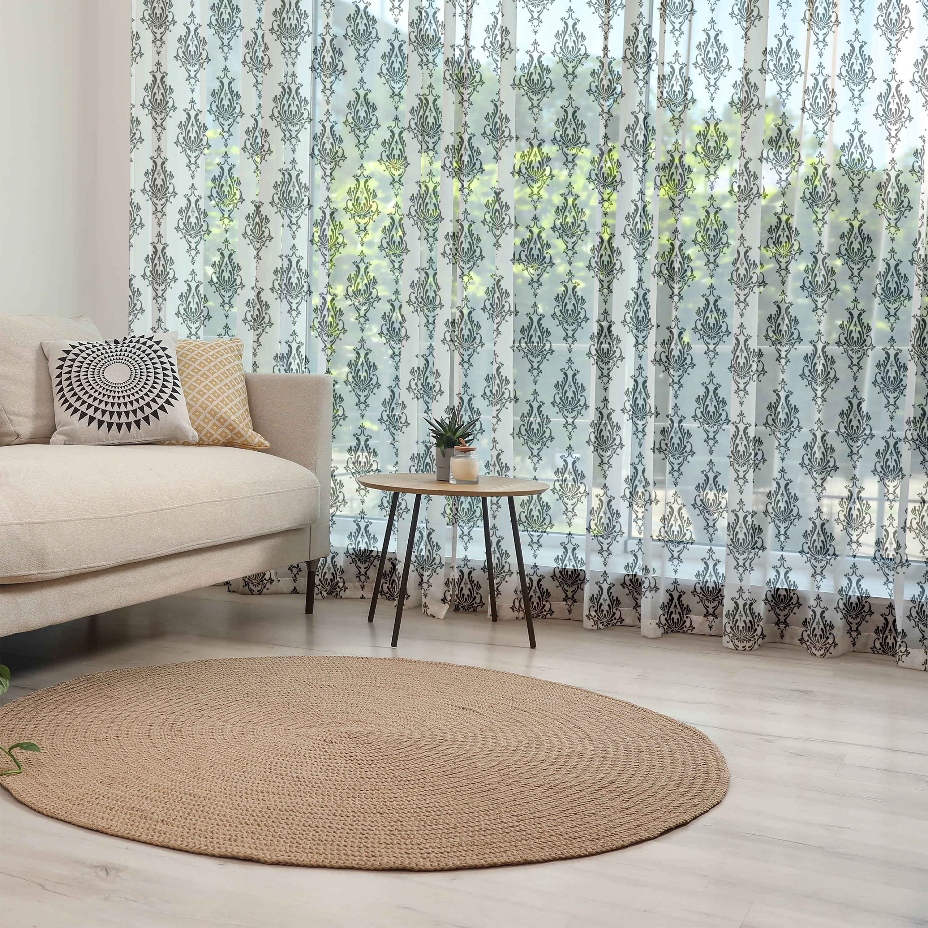 Damask Tulle Curtains with Rod Pocket, Baroque Style Victorian ...