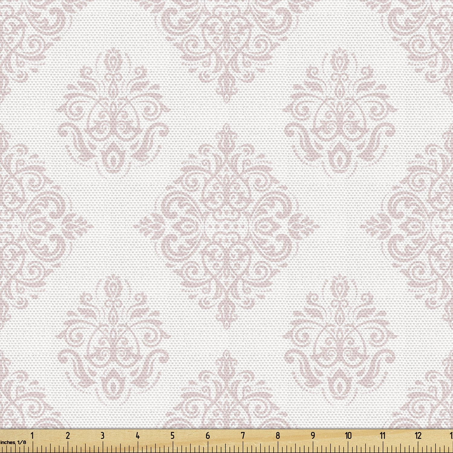 Ambesonne Damask Fabric by the Yard Upholstery, Classical Monochrome ...