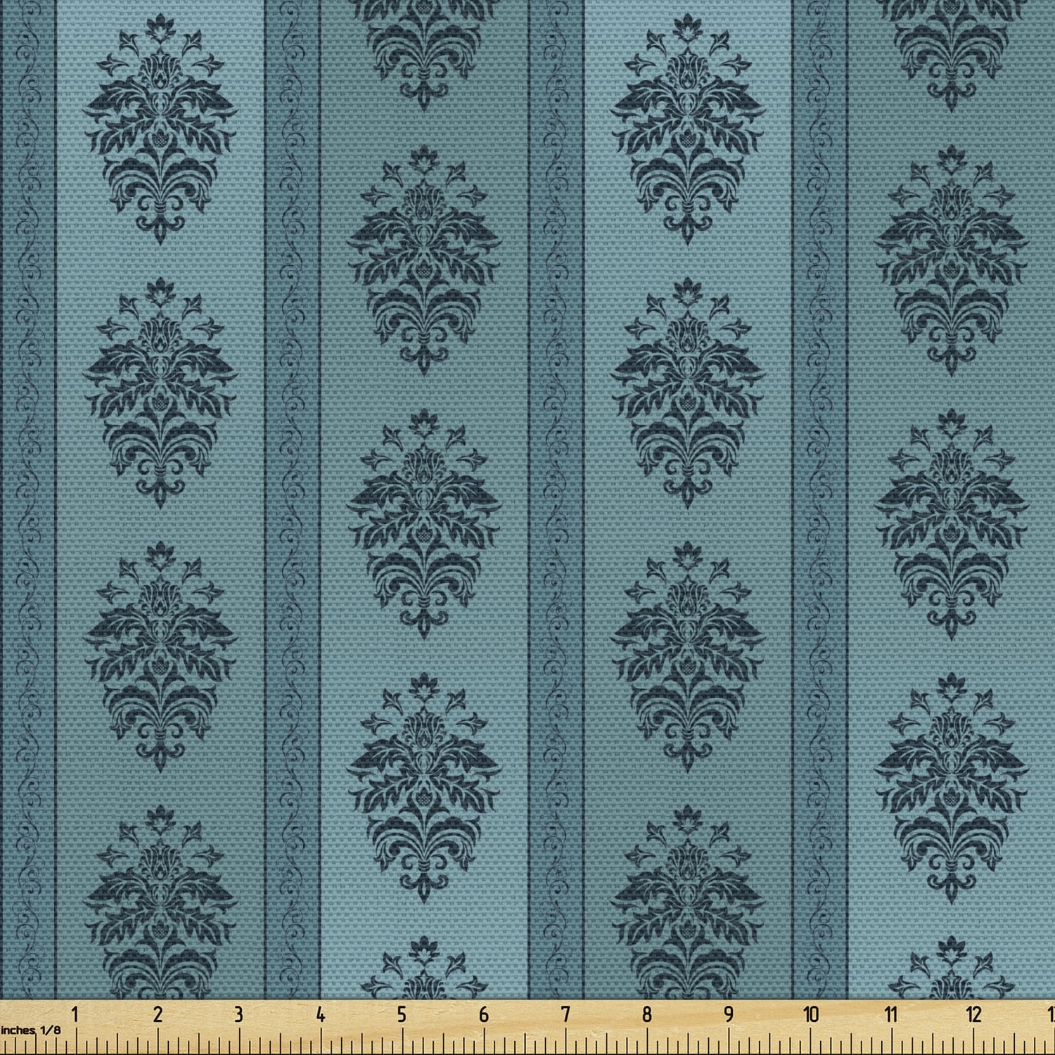 Ambesonne Damask Fabric by the Yard Upholstery, Medieval Gothic Rococo ...