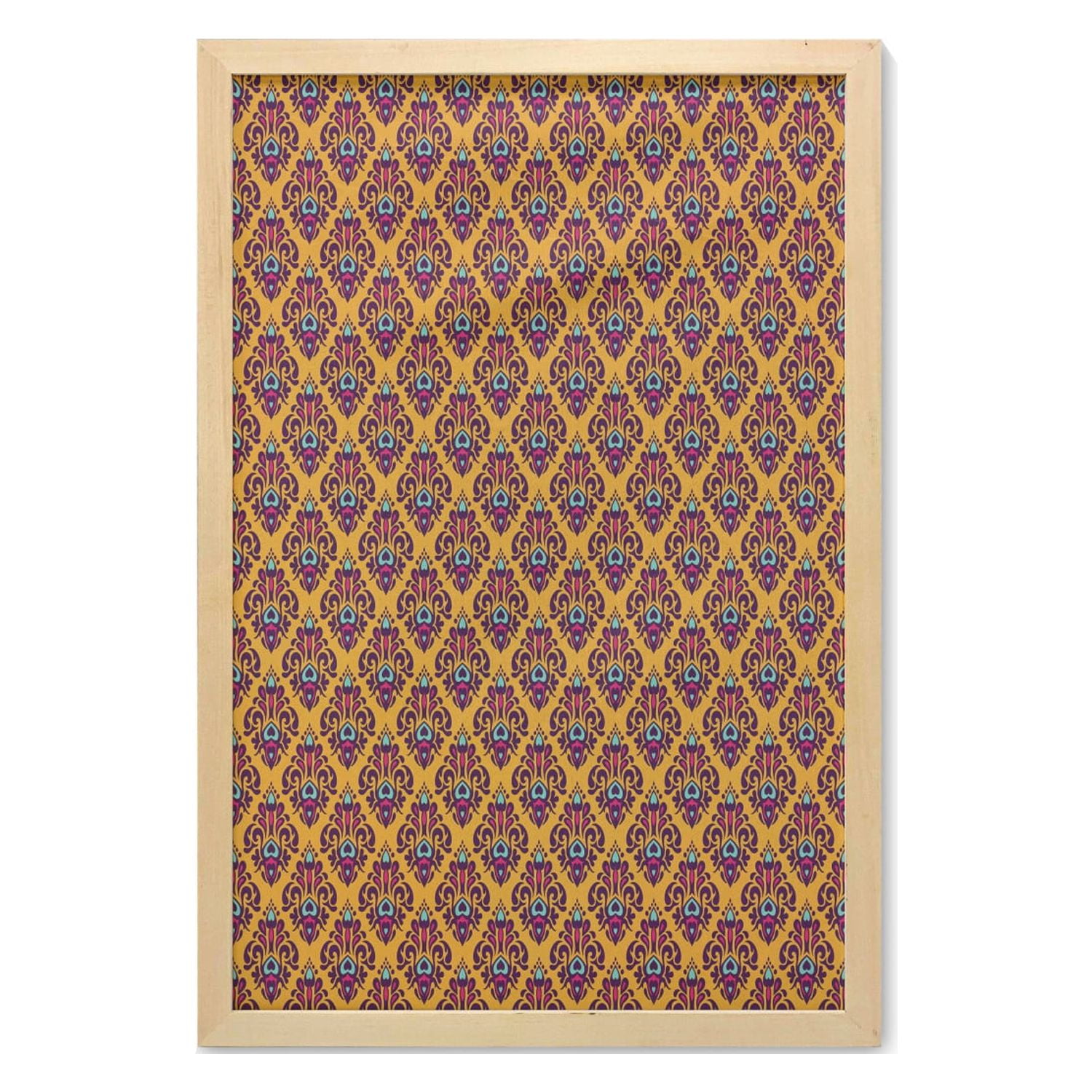 Damask Wall Art with Frame, Medieval Style Renaissance Pattern with ...