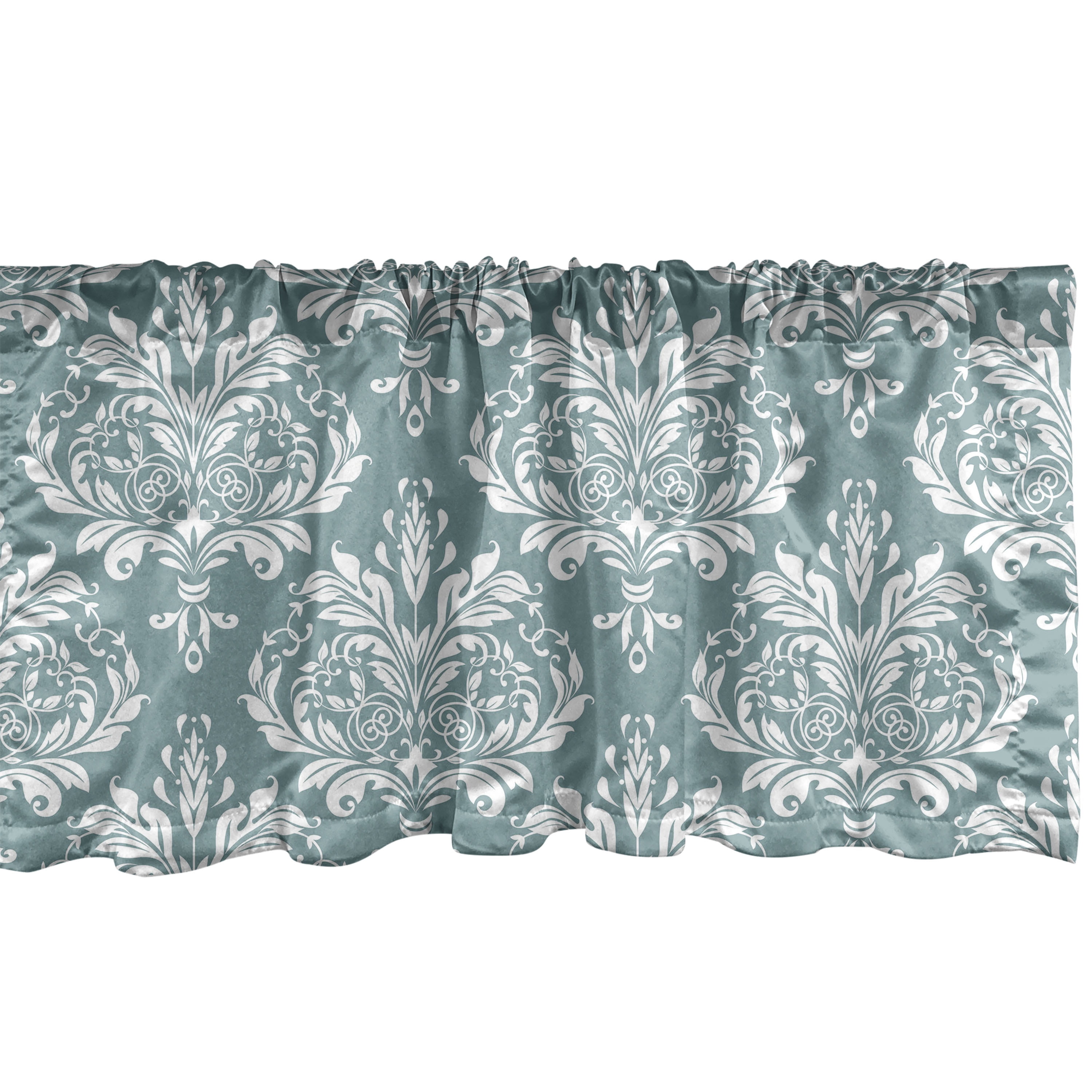 Damask Window Valance, Leaves Blooming Ornamental Bohemian Vibes ...