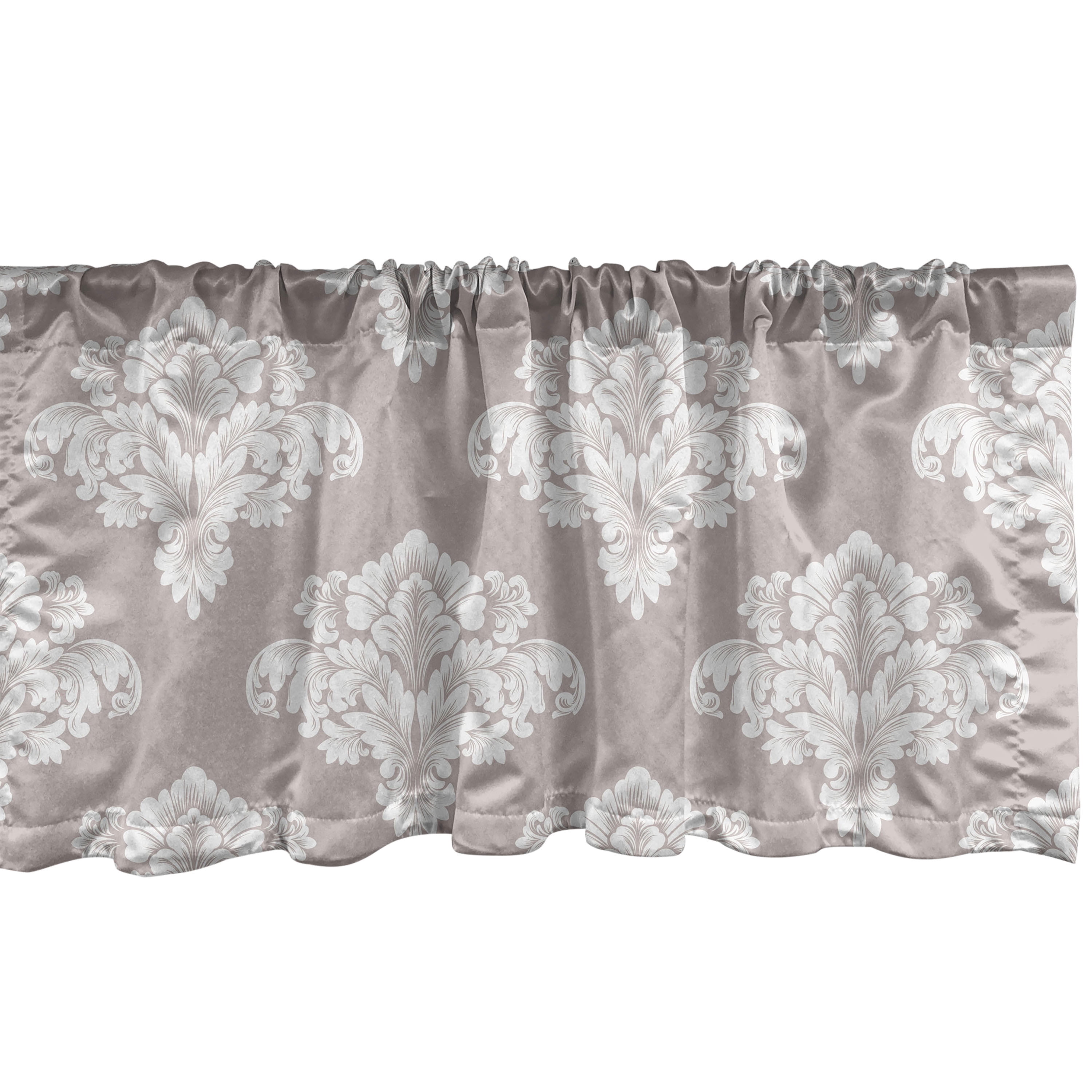 Damask Window Valance, Nostalgic Leaf Bloom Ornament Vintage Concept ...