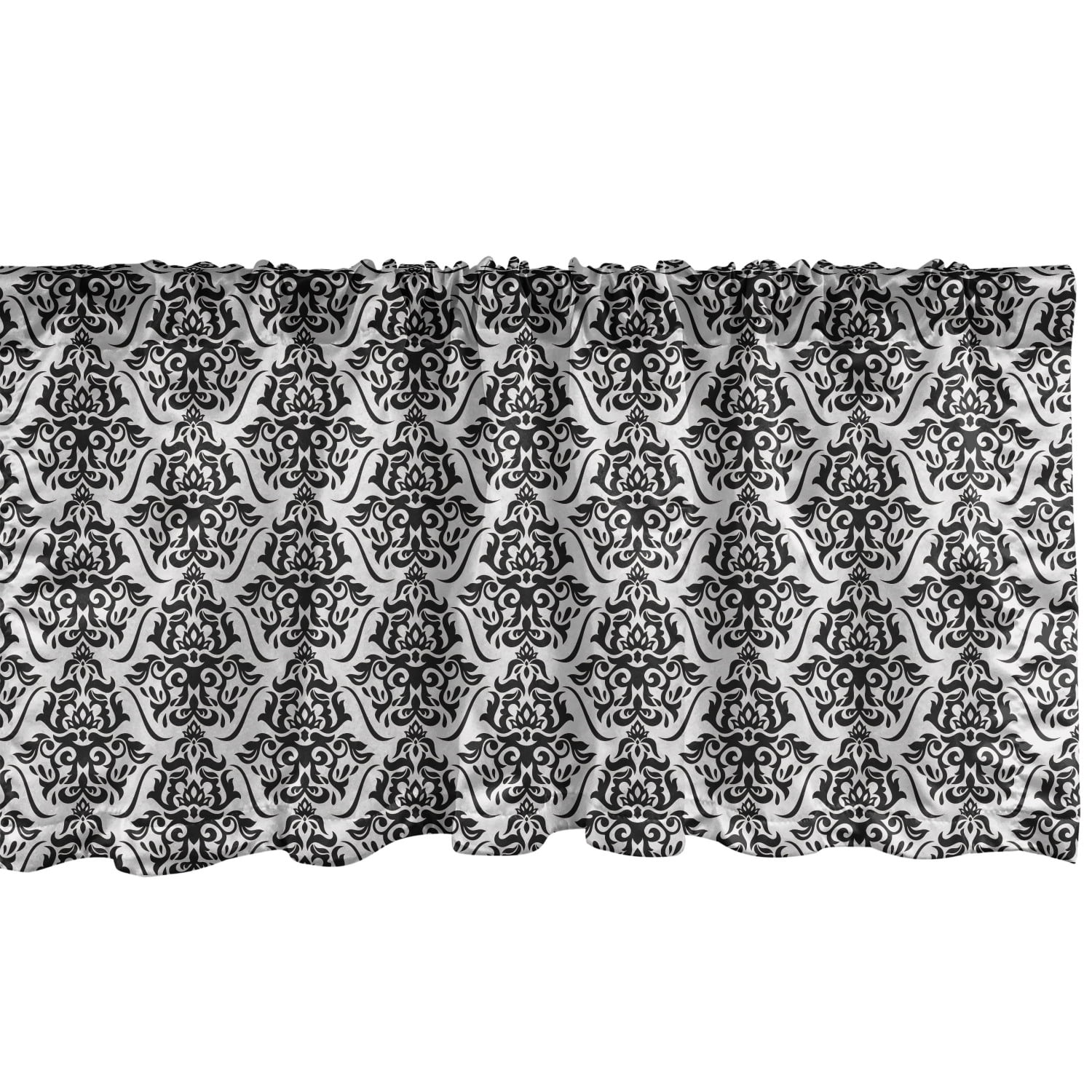 Damask Window Valance Pack of 2, Monochrome Vintage Victorian Floral ...