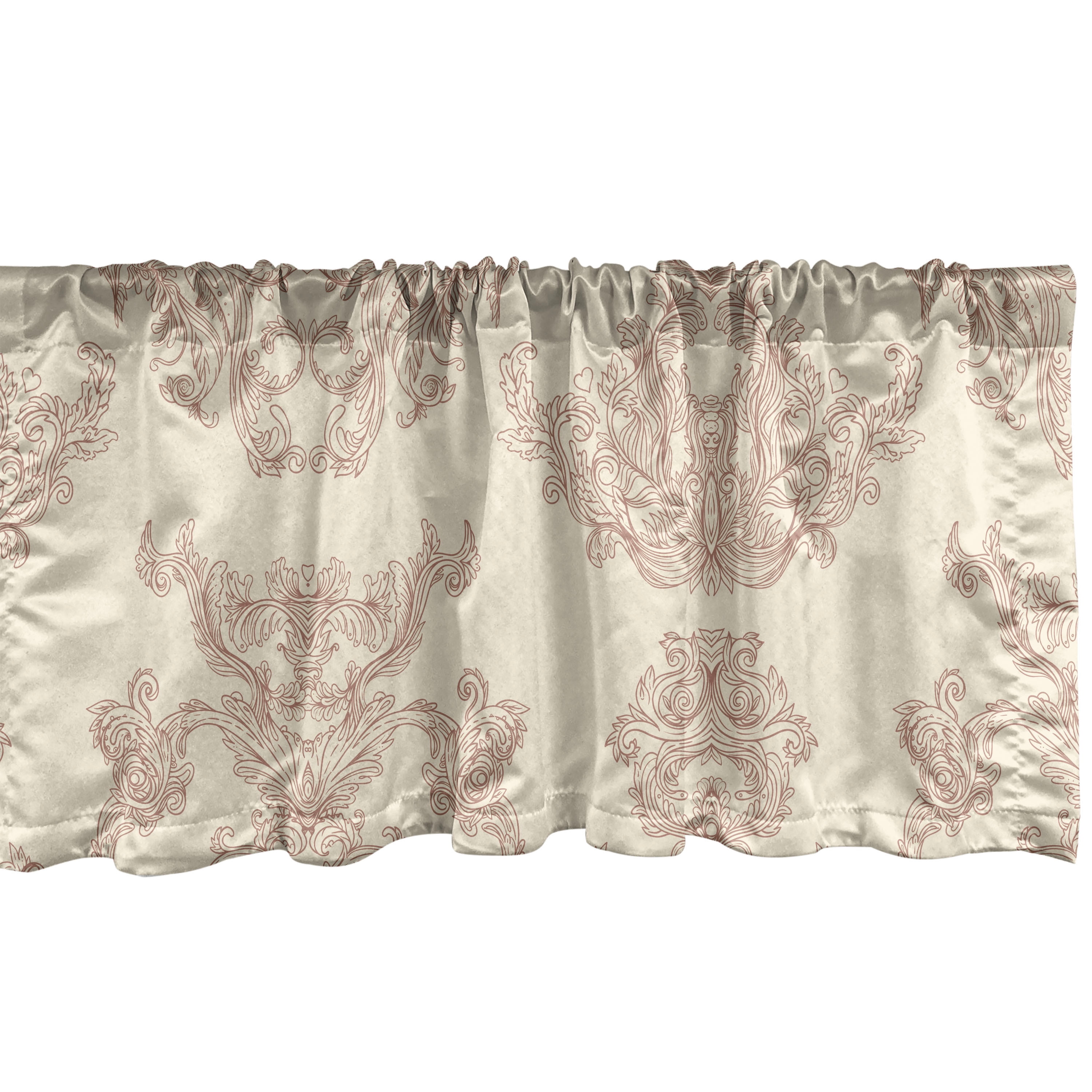 Damask Window Valance, Rococo Renaissance Flourishing Flowers and ...