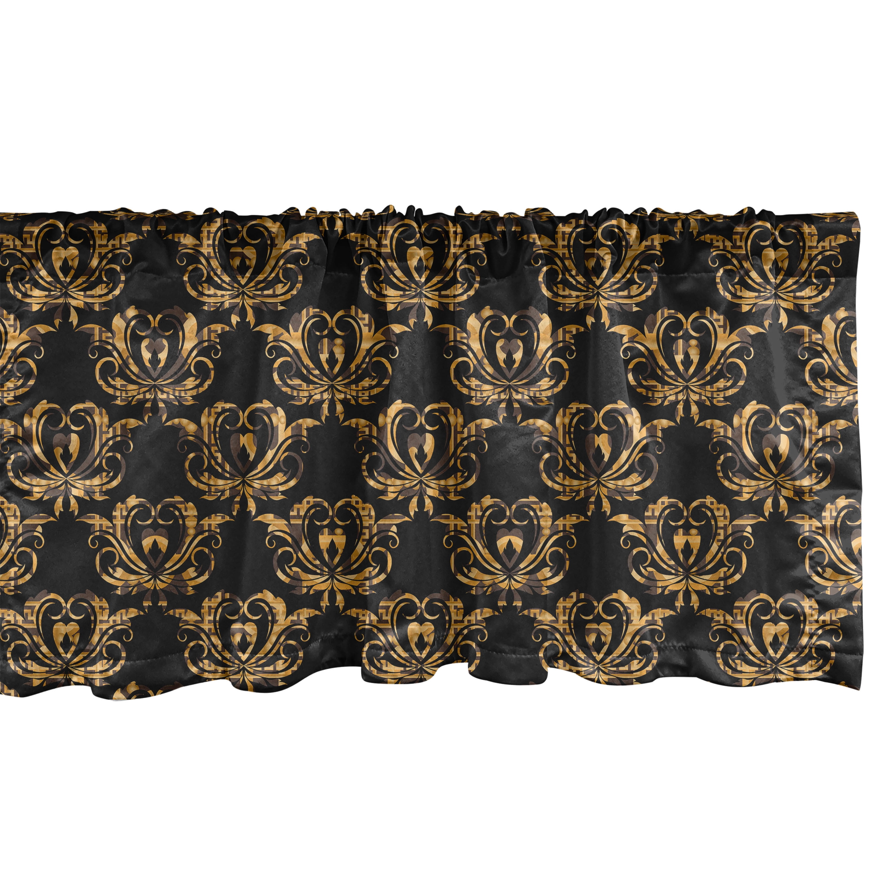 Damask Window Valance, Vintage Flourishing Royal Floral Motif Heart ...