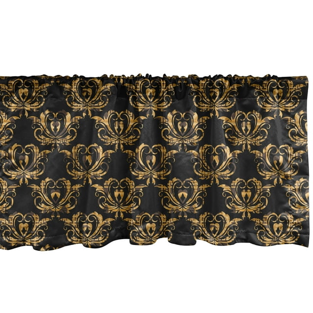 Damask Window Valance, Vintage Flourishing Royal Floral Motif Heart ...