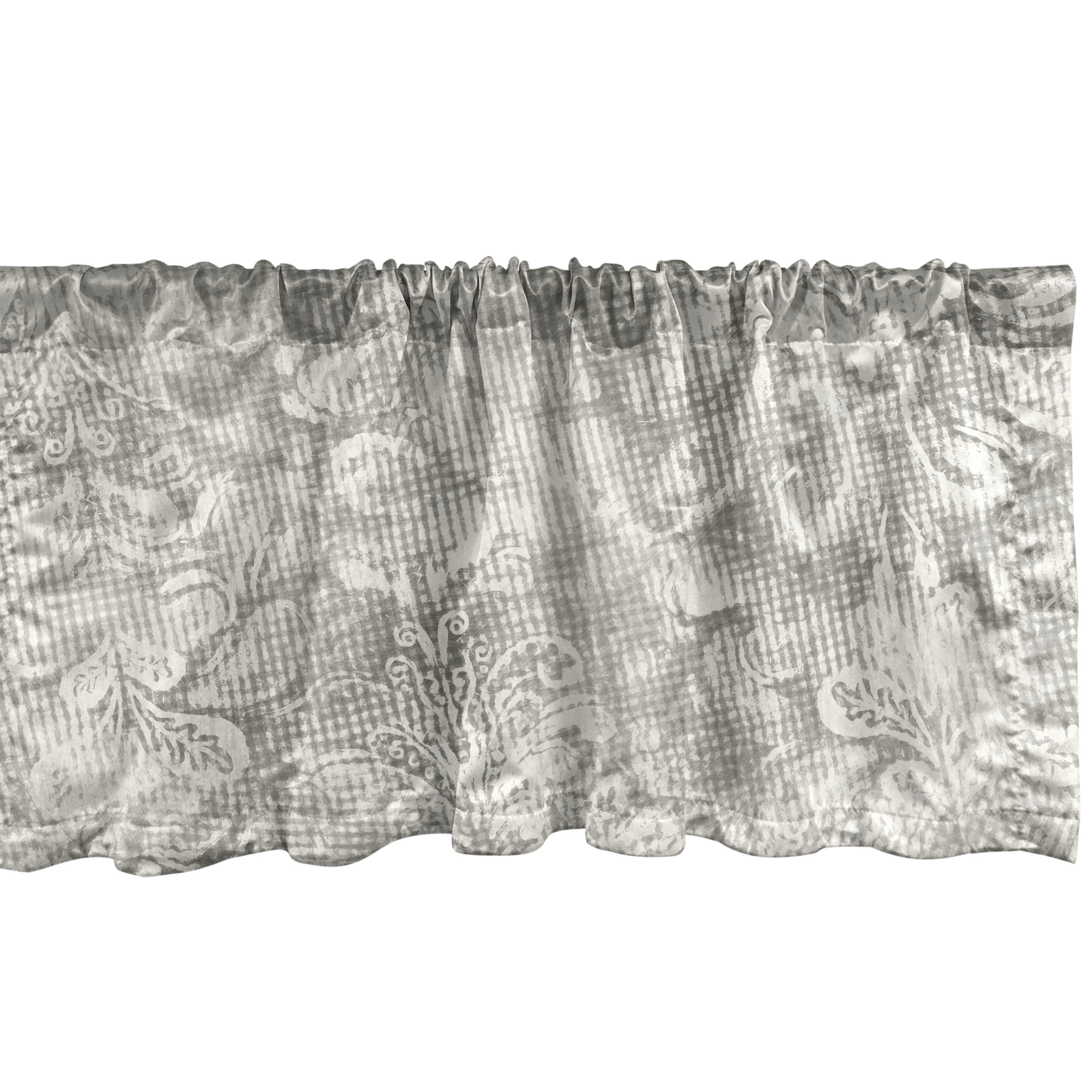 Damask Window Valance, Vintage Weathered Royal Ornaments Leafy Ethnic ...