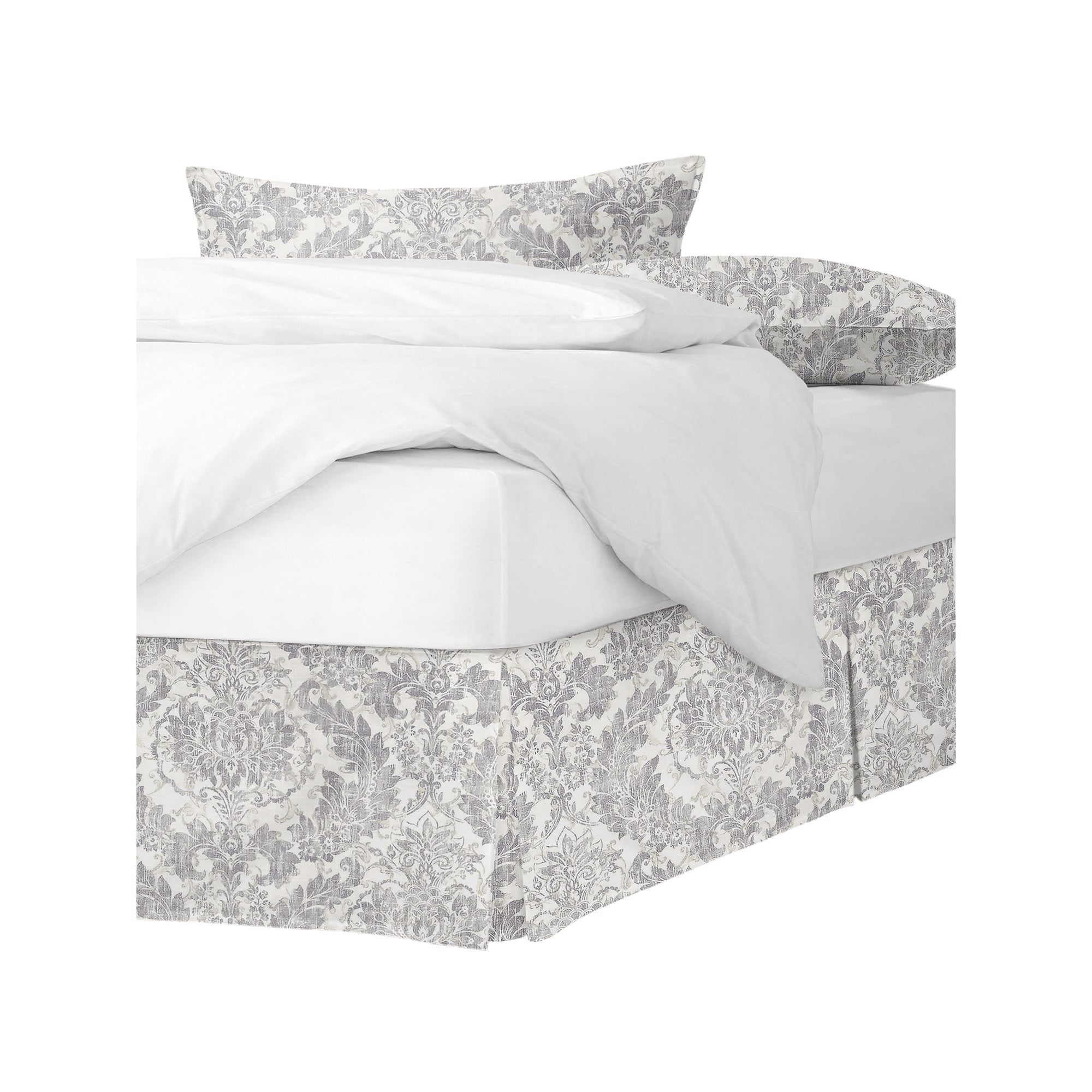 Damaskus Linen Graphite Platform Bed Skirt King 15" Drop - Walmart.com