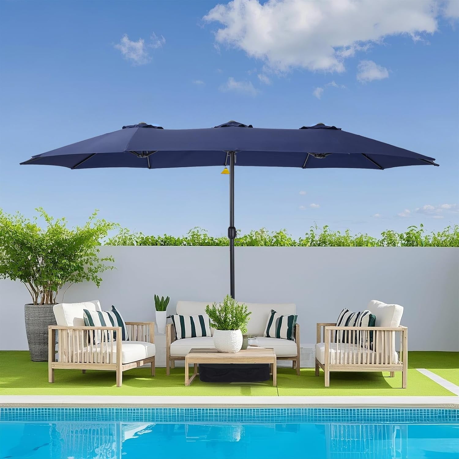 13ft Large Patio Umbrella, Outdoor Double-Sided Rectangle Market ...