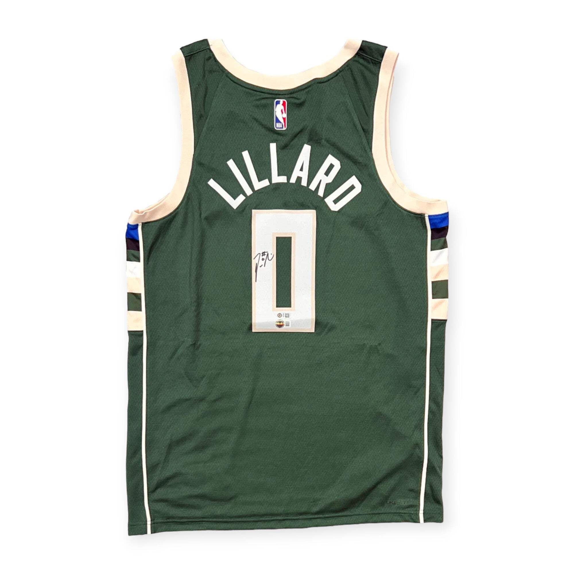 Damian Lillard Milwaukee Bucks Autographed Hunter Green Nike Icon ...