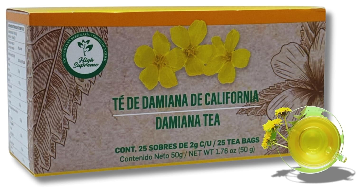 Damiana Herbal Tea – 100% Turnera diffusa – 25 Tea Bags – Natural Caffeine-Free Infusion ...